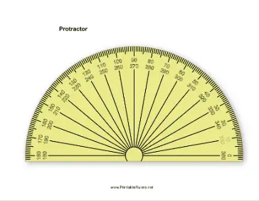 Yellow Protractor - Printable Ruler